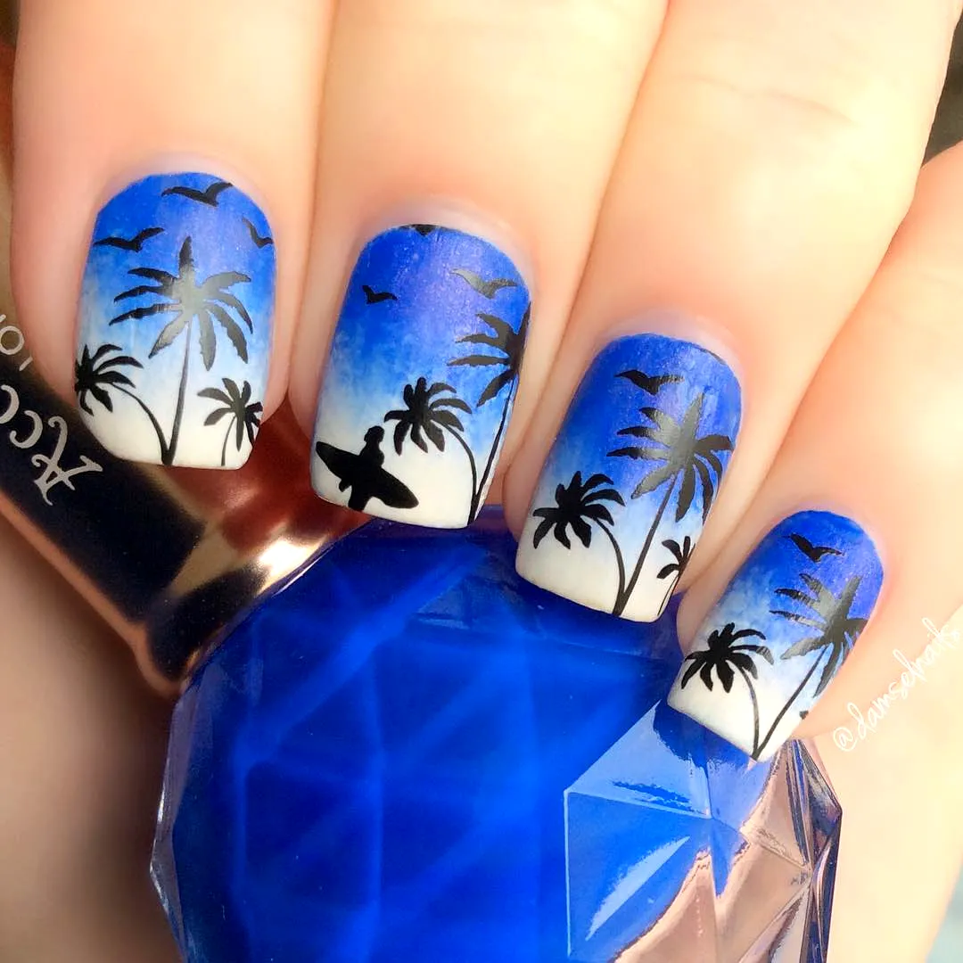 16+ Cute Palm Tree Nails Ideas for Your Next Manicure